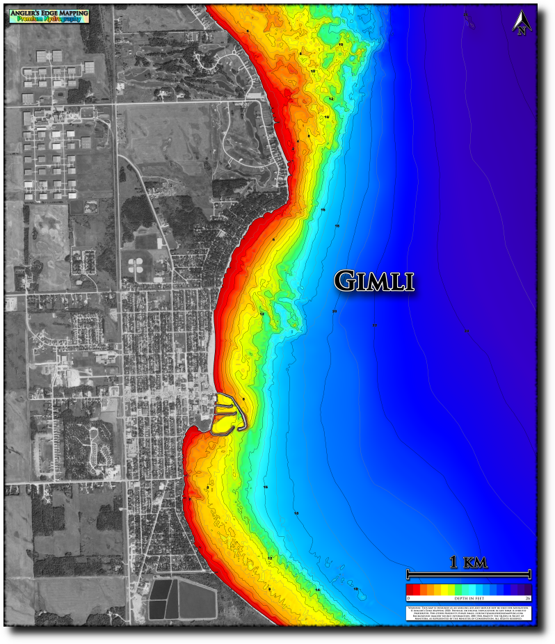 Lake Winnipeg - Gimli print map | Angler's Edge Mapping