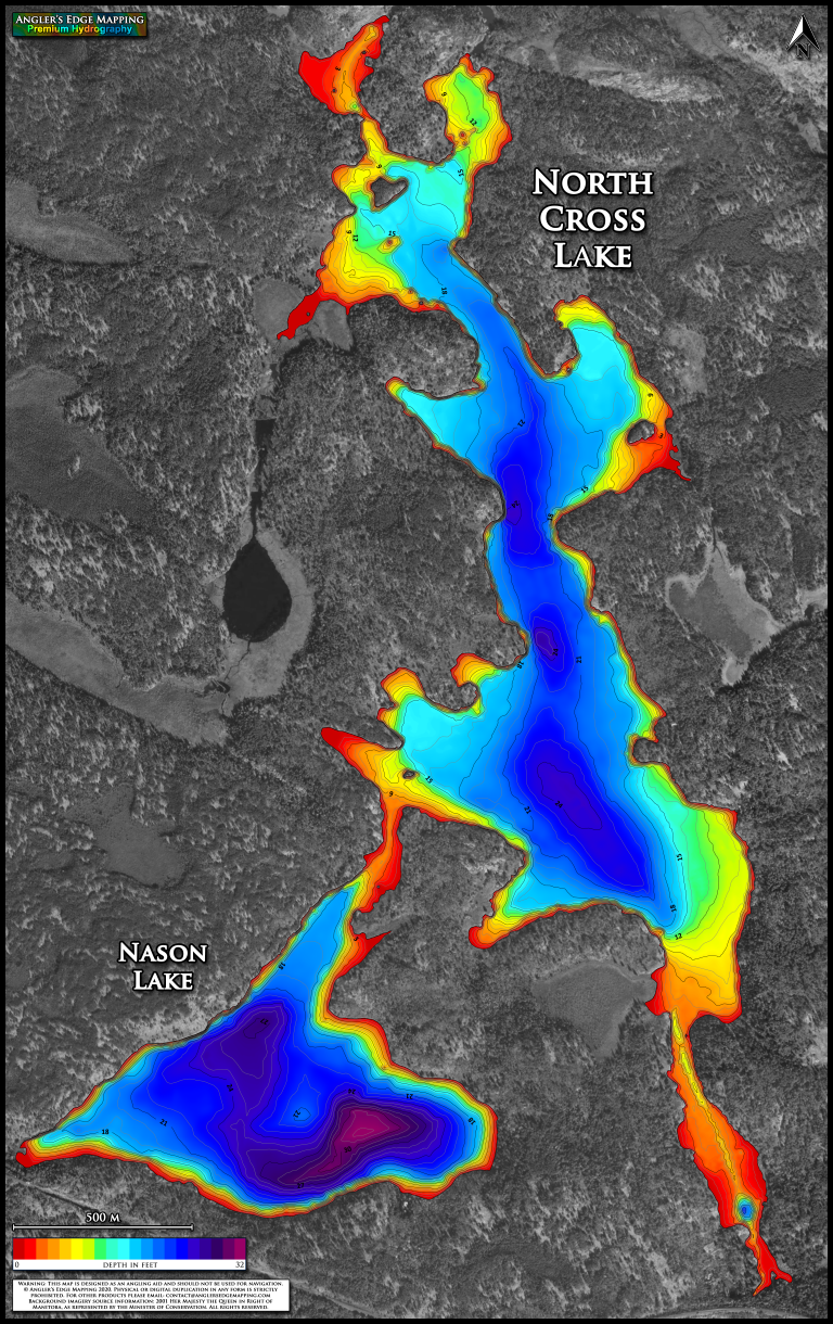 North Cross Lake print map | Angler's Edge Mapping